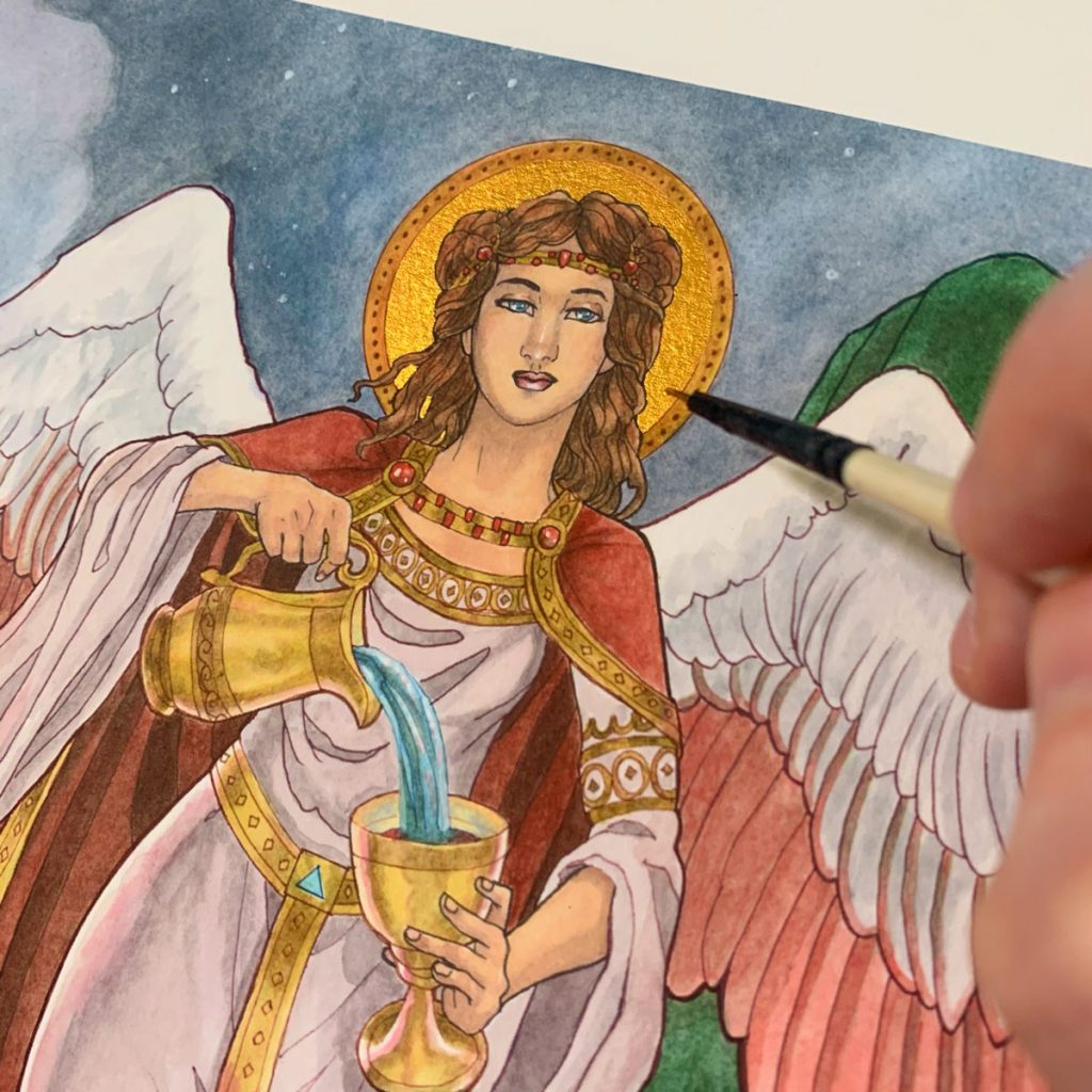 Temperance of the Woven Path Watercolor and Ink Painting | Angelic ...
